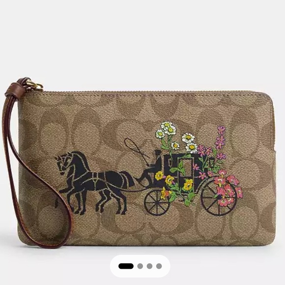 Coach | Bags | Low Start Corner Zip Wristlet In Signature Canvas With ...